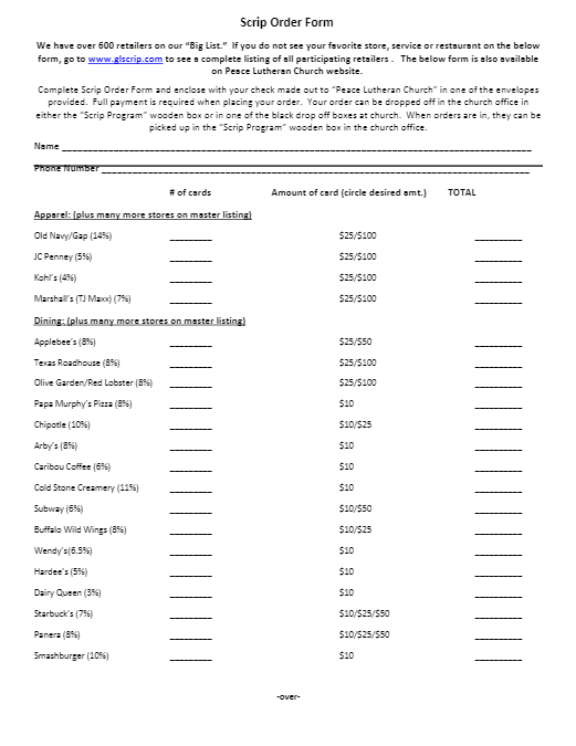 Scrip-Order-Form-3-2019 - Peace Lutheran Church
